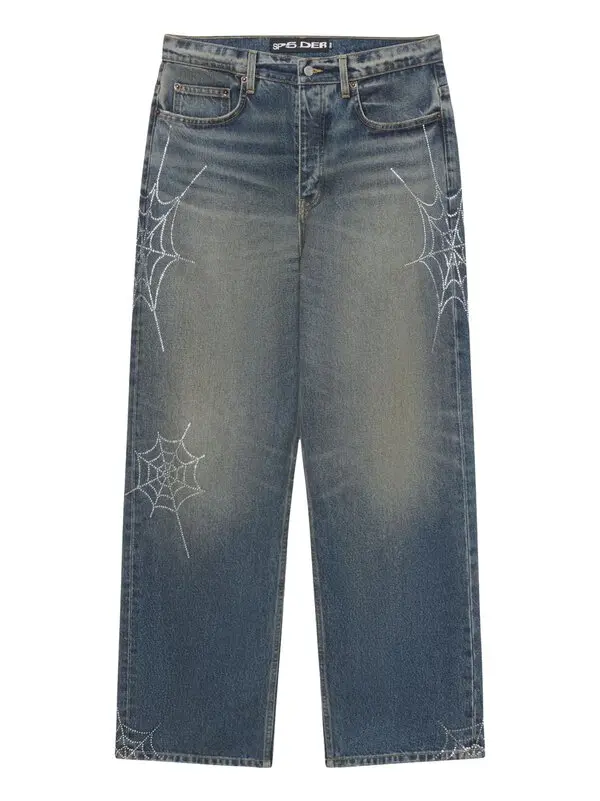 SP5DER Rhinestone Web Denim - Blue