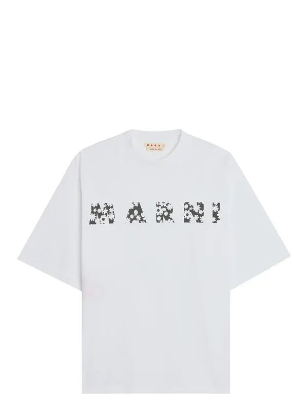 Marni Relaxed Fit T-shirt With Floral Logo - White