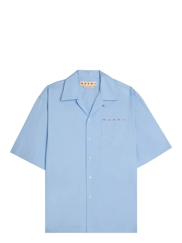 Marni Boxy Fit Logo Bowling Shirt - Blue