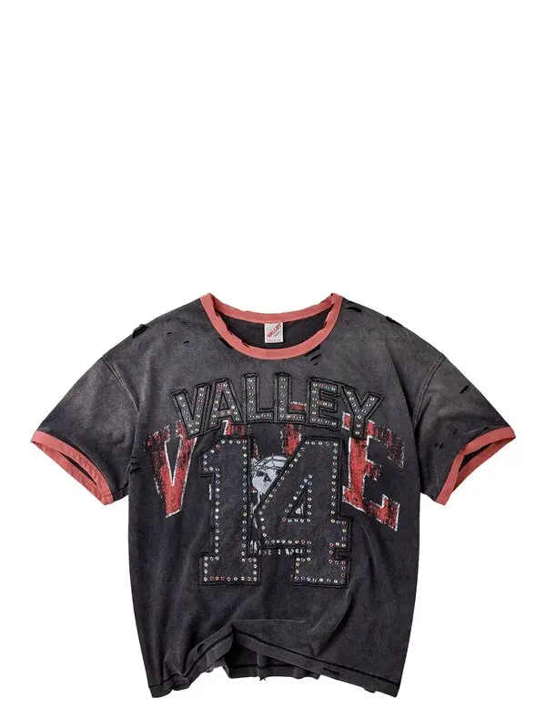 VALE FOREVER Distressed Graphic T-shirt - Black