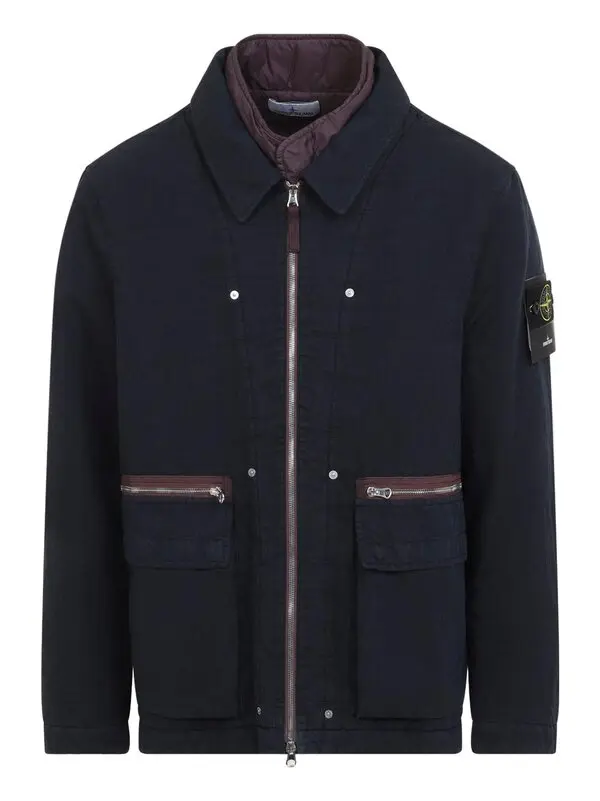 Stone Island Cotton-wool Blend Field Jacket - Blue