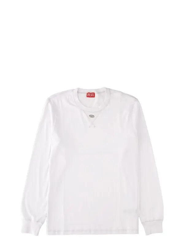 DIESEL® Stretch Cotton Ribbed Crewneck Sweatshirt - White