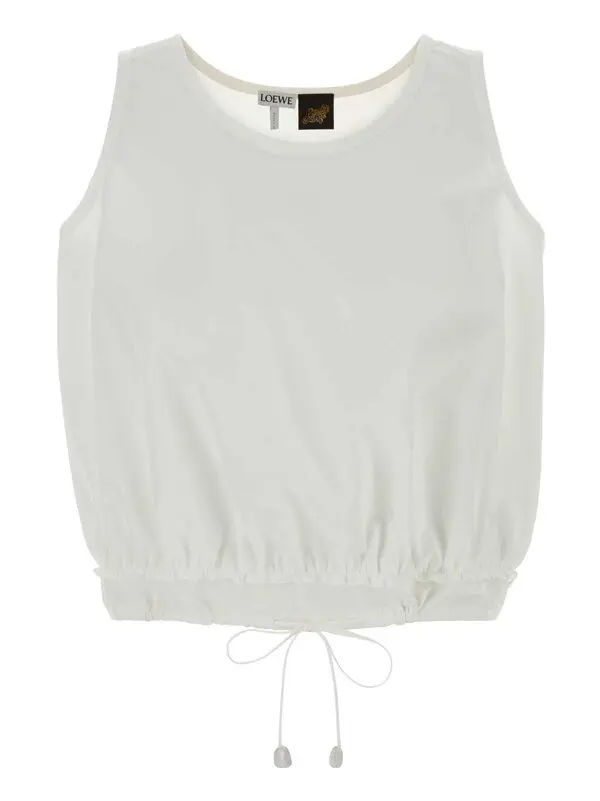 Loewe Cotton Poplin Drawstring Top - White