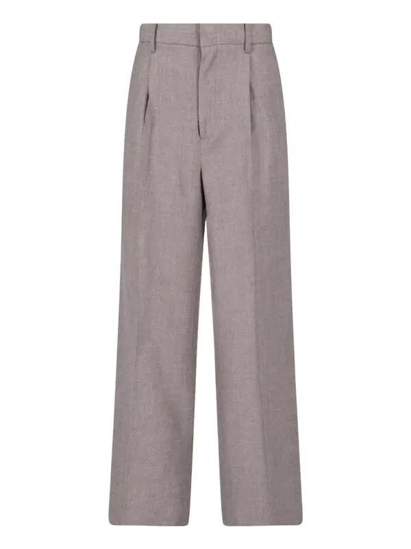 Auralee High-waist Wide-leg Wool Trousers - Brown