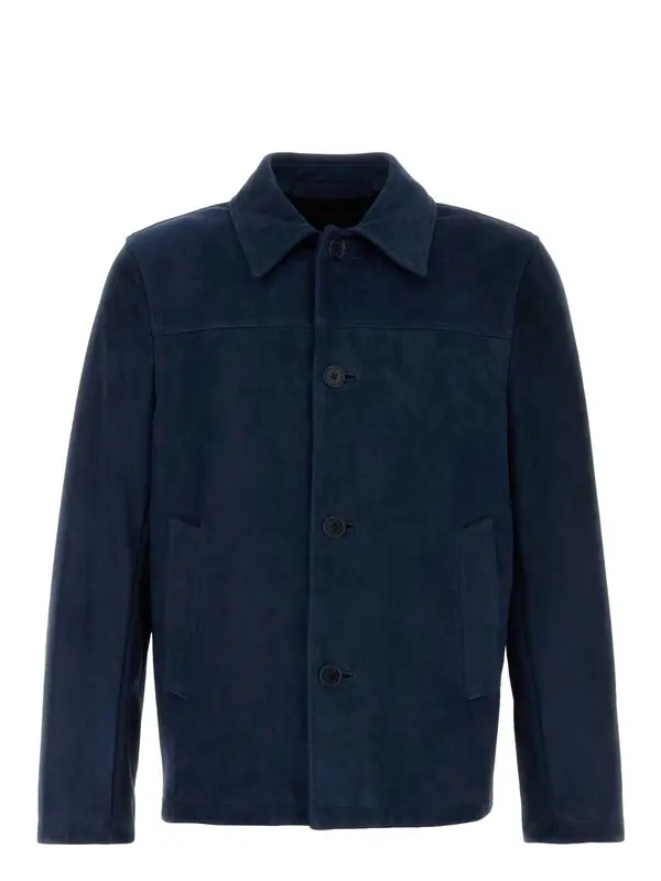 SALVATORE SANTORO Ovine Leather Suede Jacket - Blue