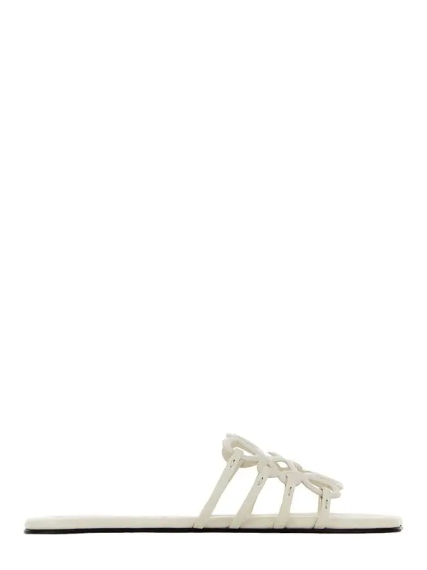 Loewe Anagram Petal Leather Slip-on Sandals - White