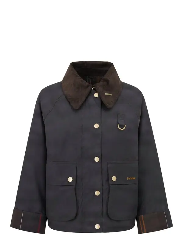 Barbour Waxed Cotton Jacket With Corduroy Collar - Olive/classic