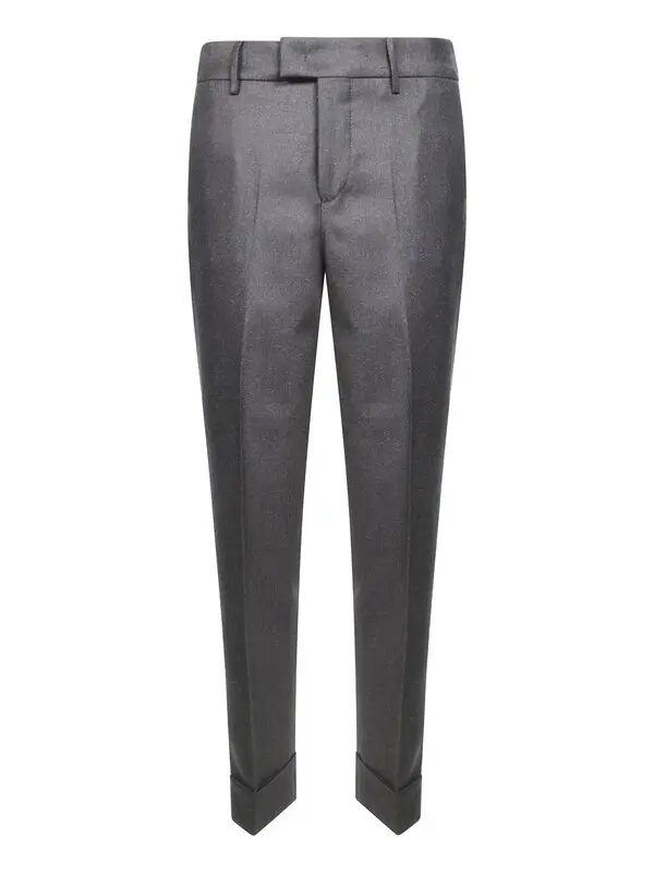 BERWICH Tailored Wool Blend Pants With Comfort Waist And Hem Pleat - Marrone