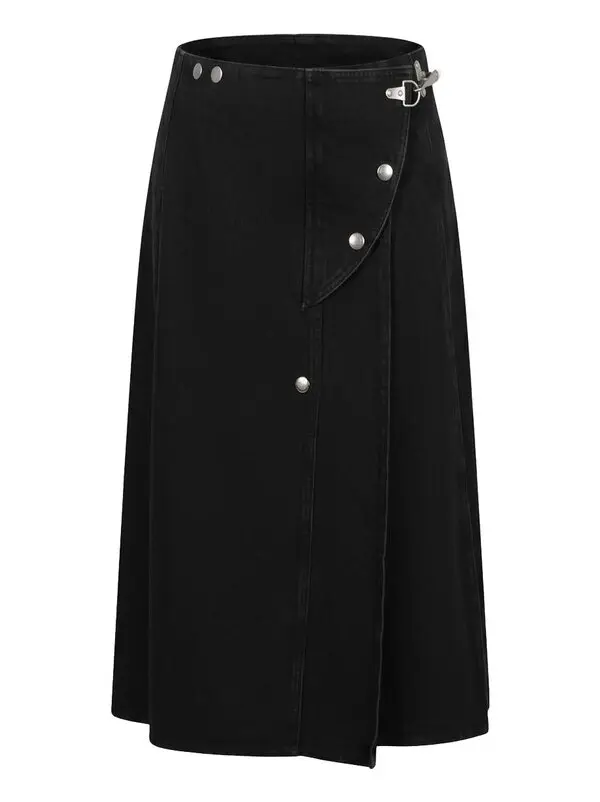 Marni Denim Wrap Skirt With Buckle Detail - Black