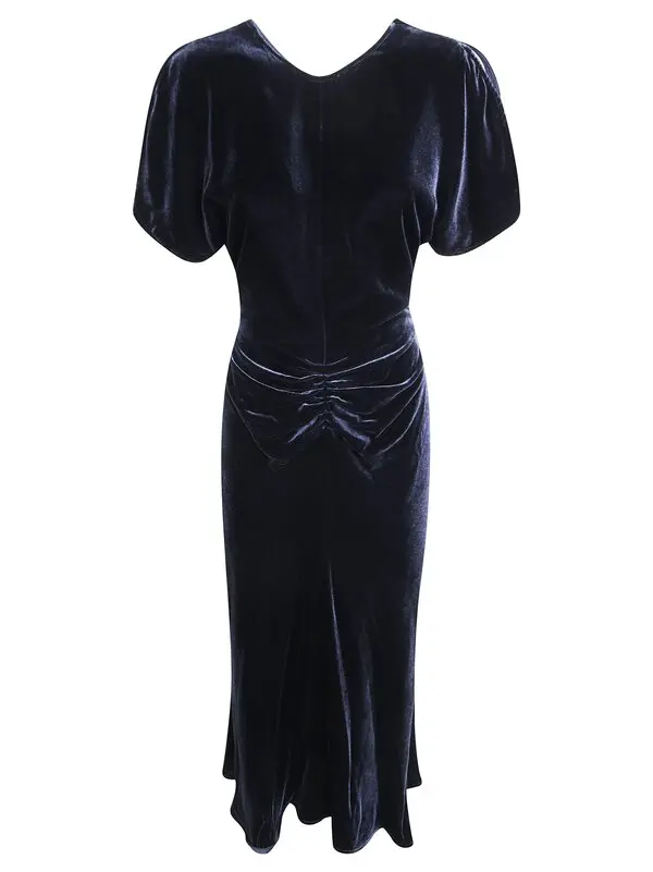 Victoria Beckham Bela Midi Dress In Viscose-silk Blend - Blu