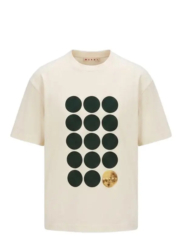 Marni Cotton Knit T-shirt With Graphic Print - Glass