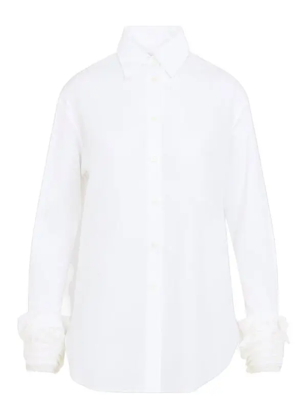 JIL SANDER Oversized Ruffled Cuff Button-up Shirt - White