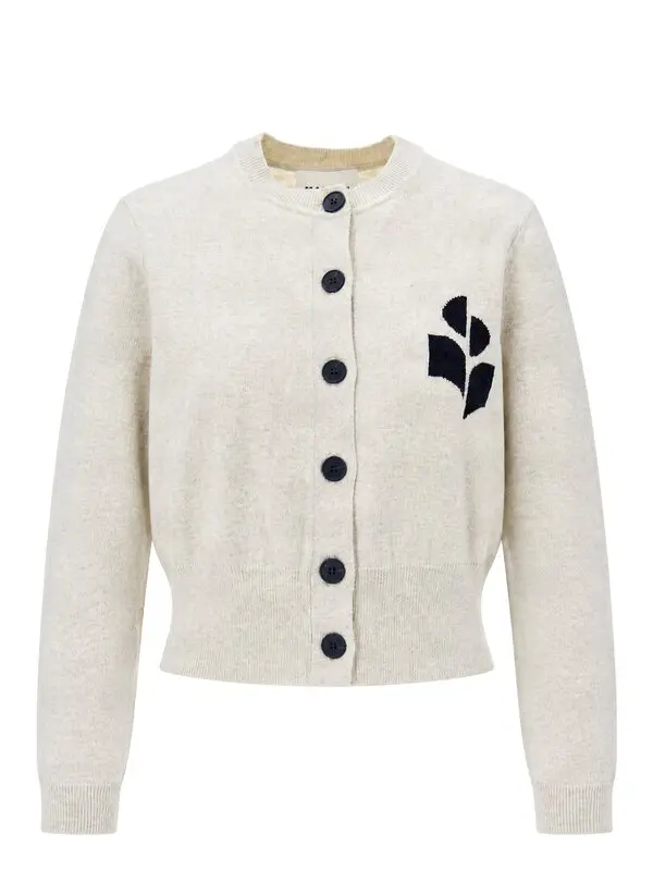 MARANT ETOILE Graphic Detail Button-front Cardigan Sweater - Light Grey