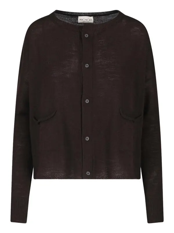 MA'RY'YA Virgin Wool Button-front Cardigan - Brown
