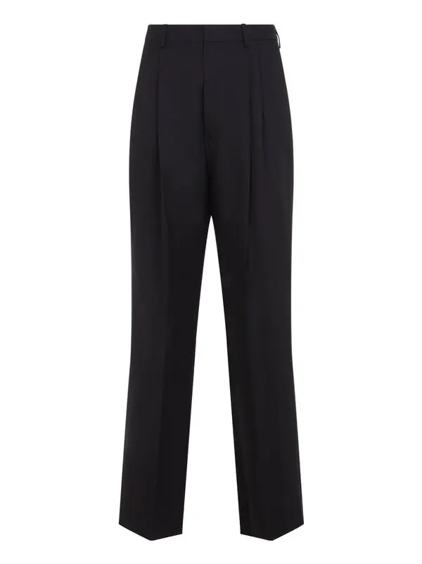 Dries Van Noten Straight Leg Wool Trousers - Brown