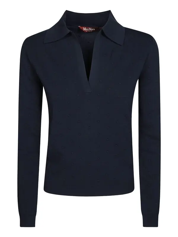 Max Mara Knit Polo Sweater - Blu