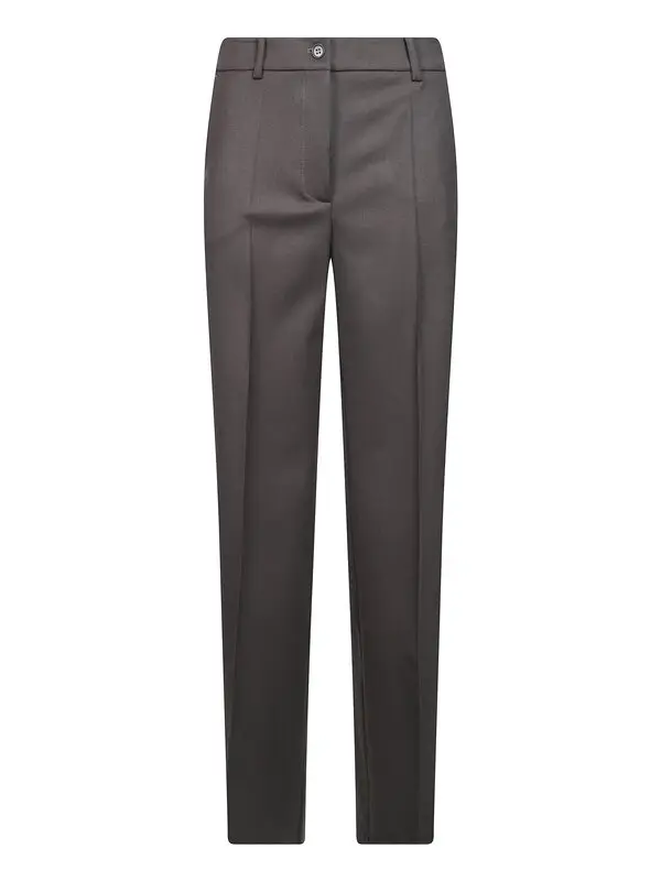 PAROSH Stretch Wool Blend Tailored Trousers - Marrone