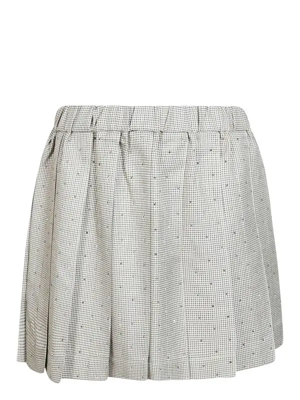 PAROSH Houndstooth Rhinestone-embellished Pleated Skirt - Multicolor