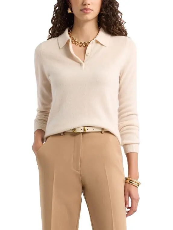 Nordstrom Cashmere Polo Sweater - Beige Beach