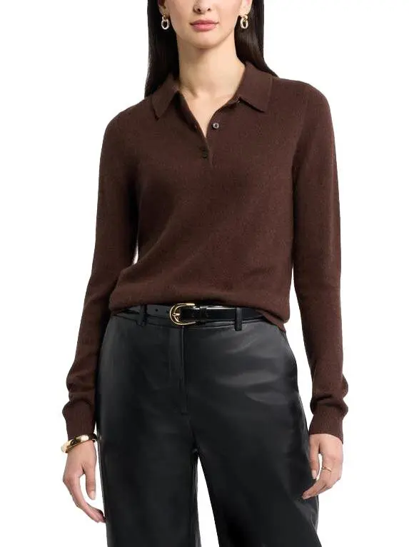 Nordstrom Cashmere Polo Sweater - Brown Mole