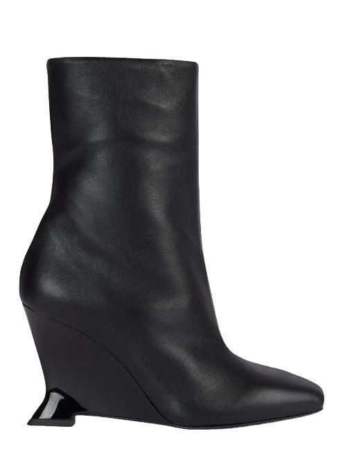 Balmain Wedge Smooth Leather Ankle Boots - Black