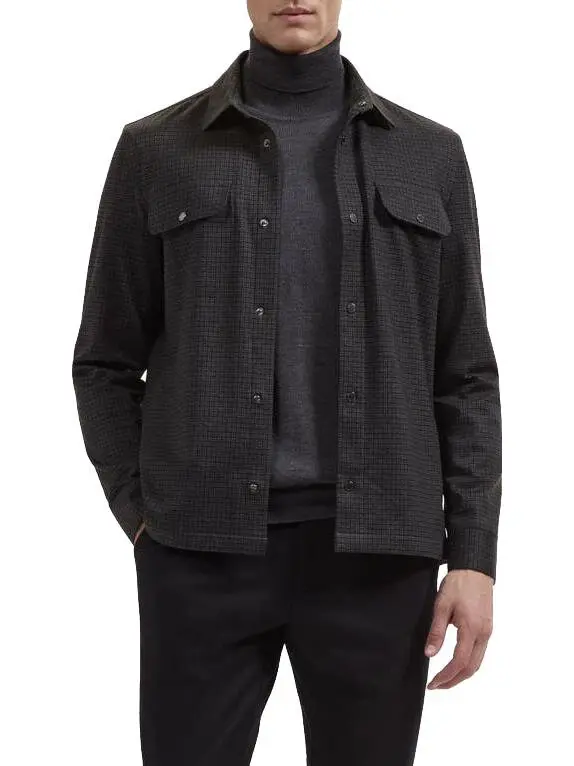 Bugatchi Long Sleeve Knit Button Up Shirt - Black