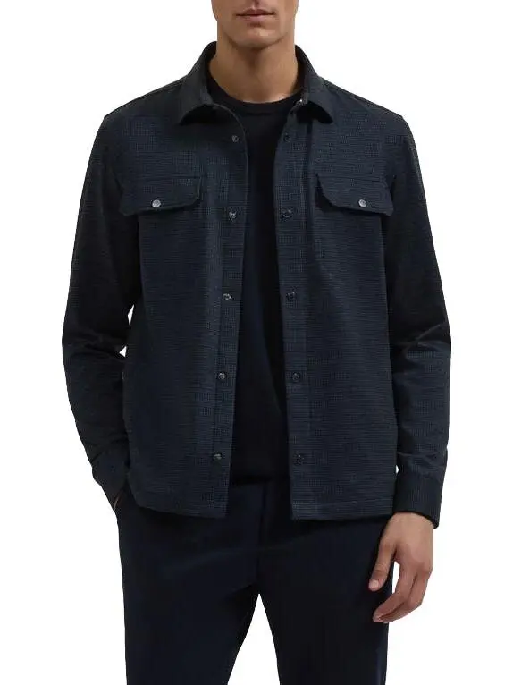 Bugatchi Long Sleeve Knit Button Up Shirt - Navy
