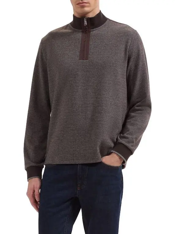 Bugatchi Quarter Zip Knit Pullover - Truffle