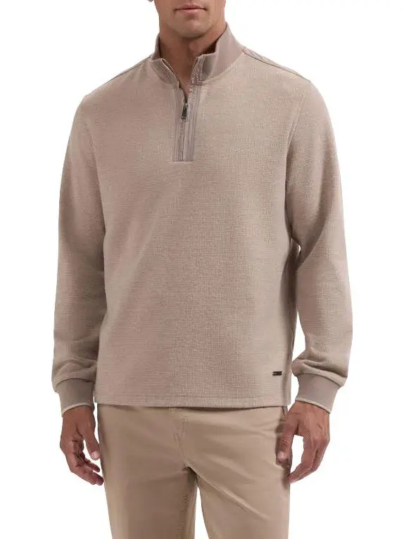 Bugatchi Quarter Zip Knit Pullover - Walnut