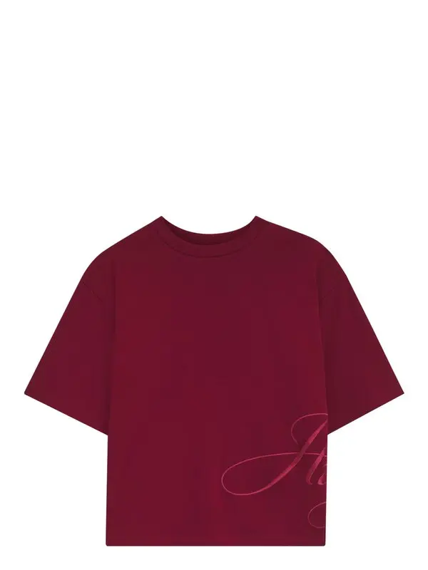 Hugo Cotton Jersey T-shirt With Oversized Logo Embroidery - Light Red