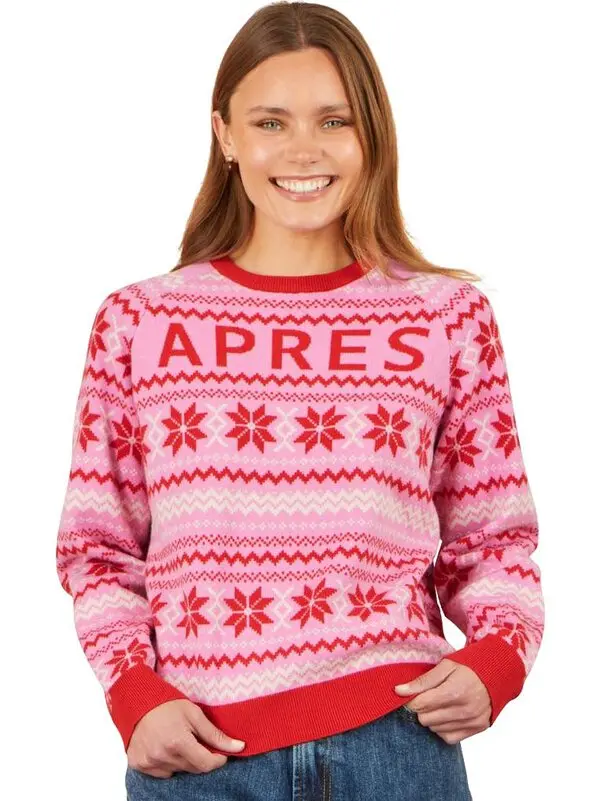 YUMI Après Intarsia Knit Jumper - Red