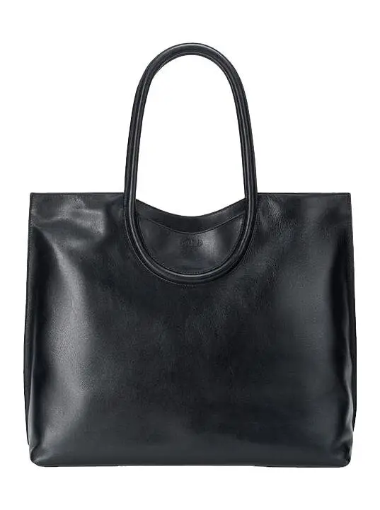 Staud Maude North-south Leather Tote - Black