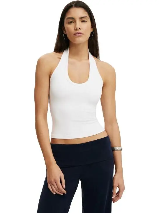 COTTON ON Scoop Neck Halter Top - White