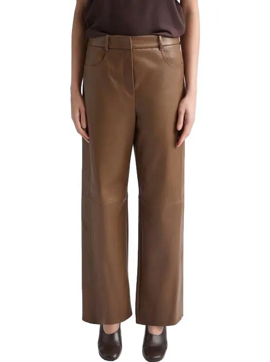 Max Mara Sospiro Straight Leg Faux Leather Pants - Brown