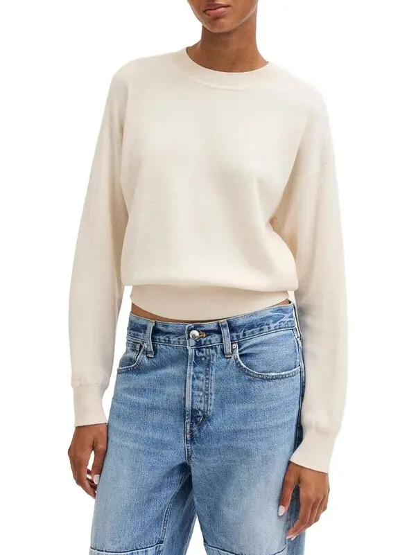 Madewell Relaxed Crewneck Wool Blend Sweater - Canvas