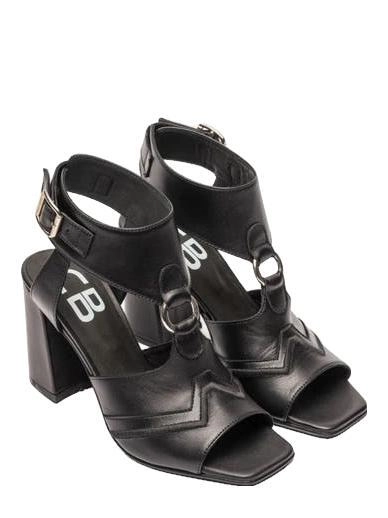 CLARA BARCELO Strappy Block Heel Sandals - Black