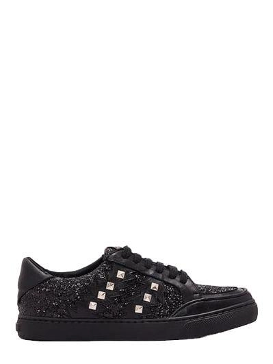 CLARA BARCELO Embellished Glitter Sneakers - Black