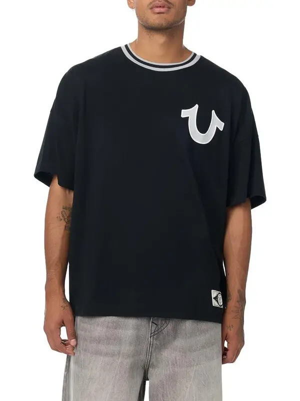 True Religion Script Heavy Oversized T-shirt - Jet Black