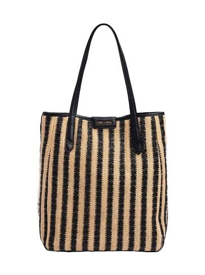 SAINT + SOFIA The Stella Shopper Bag - Black Raffia