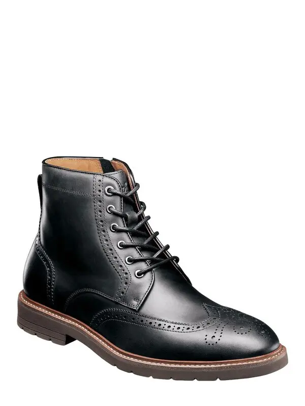 Florsheim Redford Leather Wingtip Lace-up Boot - Black Ch
