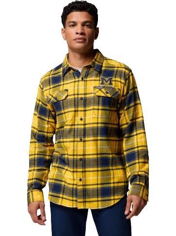Columbia Michigan Wolverines Flare Gun Omni-wick Flannel Long Sleeve Button-up Shirt - Maize