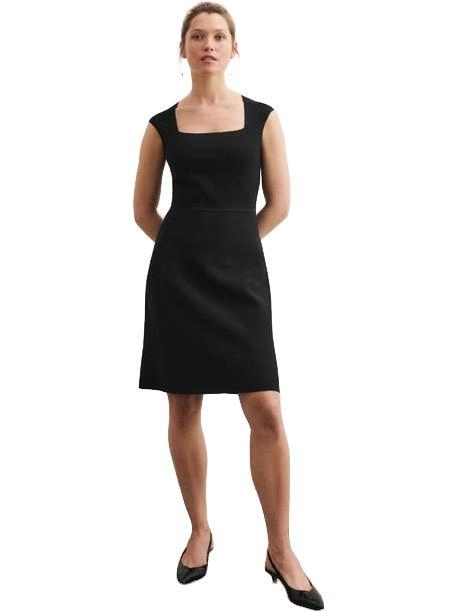 The Fold Sculptural Square Neck Sheath Dress - Black