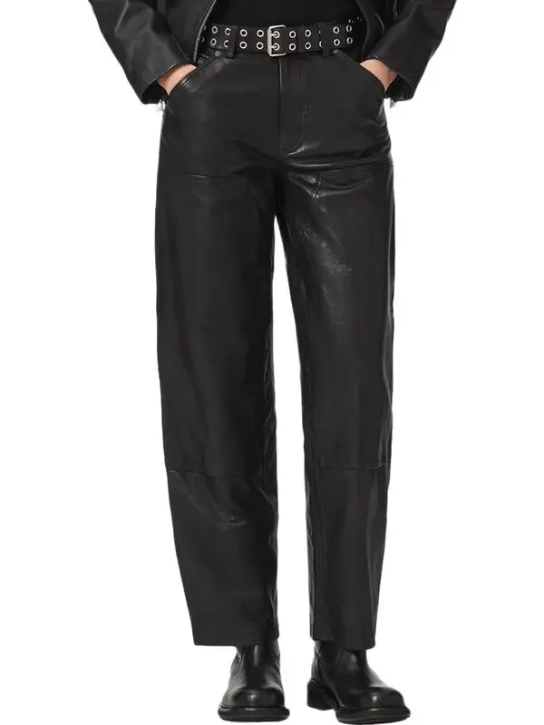 ALLSAINTS Manta Wide Leg Leather Trousers - Black
