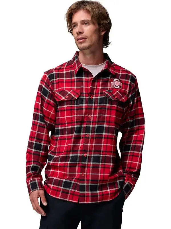 Columbia Ohio State Buckeyes Flare Gun Omni-wick Flannel Long Sleeve Button-up Shirt - Scarlet