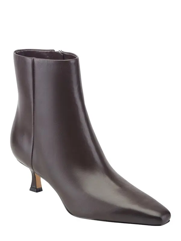 Marc Fisher Kole Square Toe Kitten Heel Bootie - Dark Brown