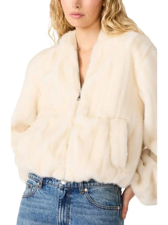 Steve Madden Mavis Faux Fur Hooded Jacket - Snow White