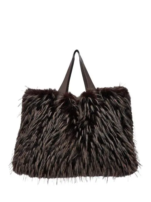 AZALEA WANG Confidante Faux Fur Handbag - Brown