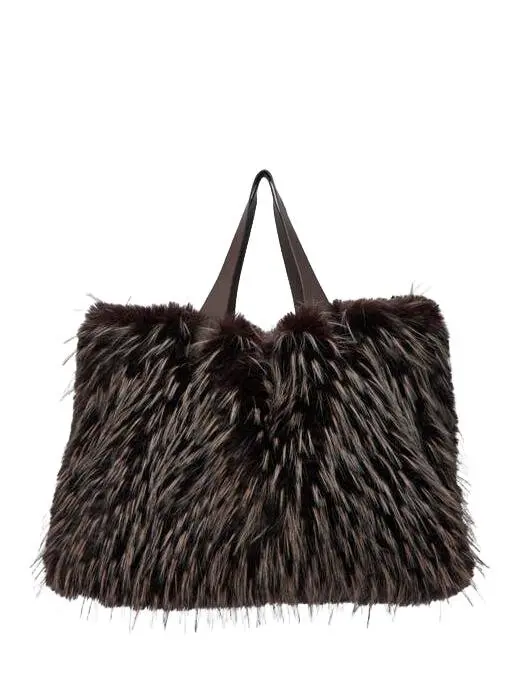 AZALEA WANG Confidante Faux Fur Handbag - Brown