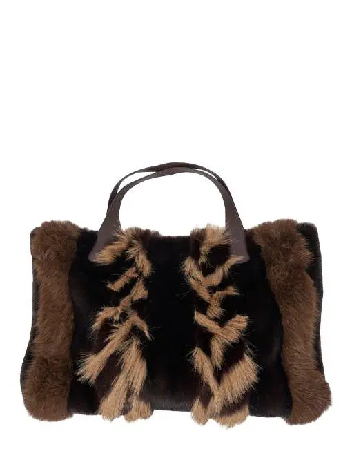 AZALEA WANG Confidante Faux Fur Handbag - Chocolate Multi