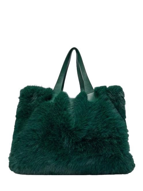 AZALEA WANG Confidante Faux Fur Handbag - Emerald